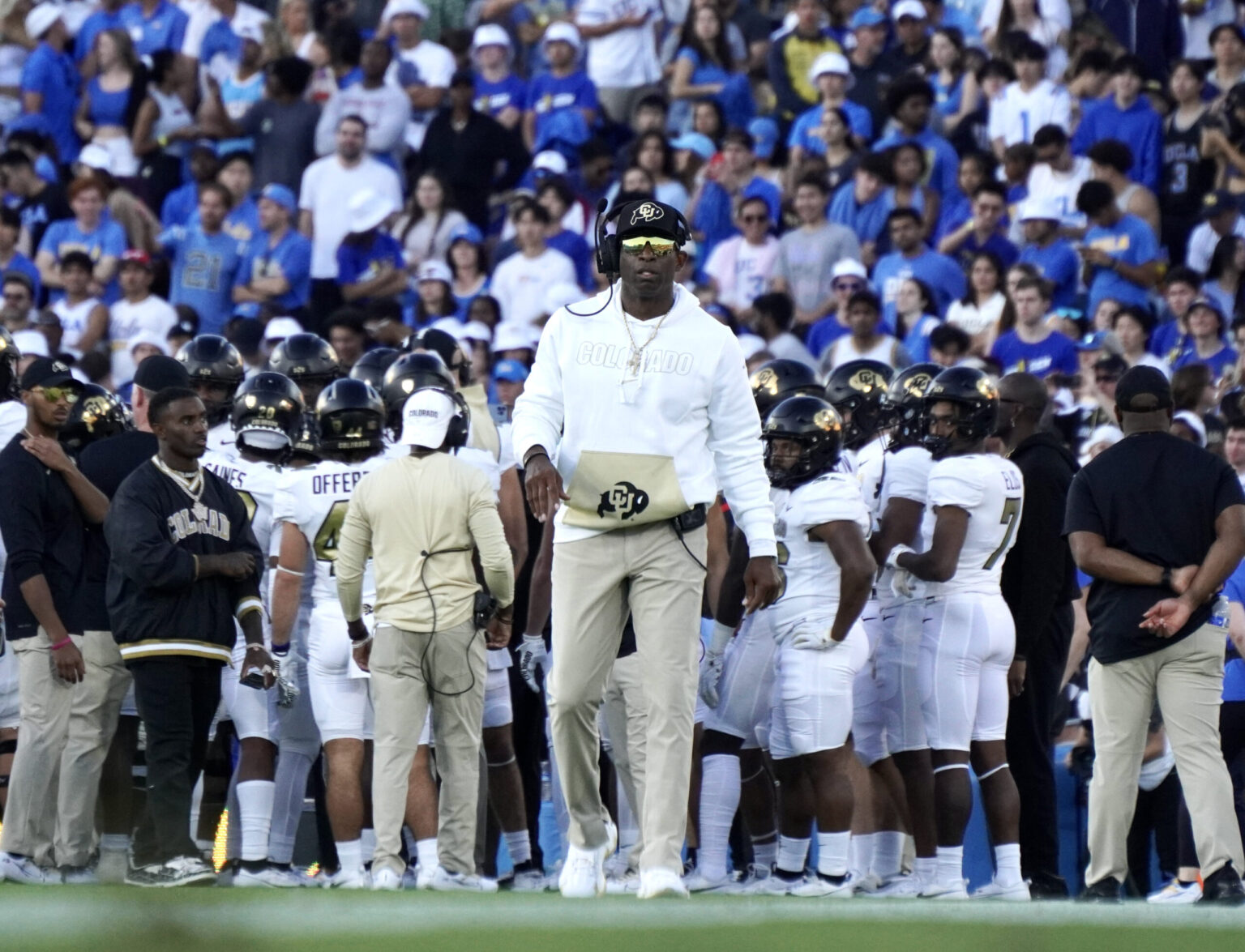 Deion "Coach Prime" Sanders challenges Colorado's offensive line to ...